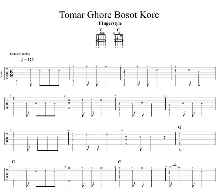 Tomar Ghore Bosot Kore Fingerstyle Pdf - Strum Beats